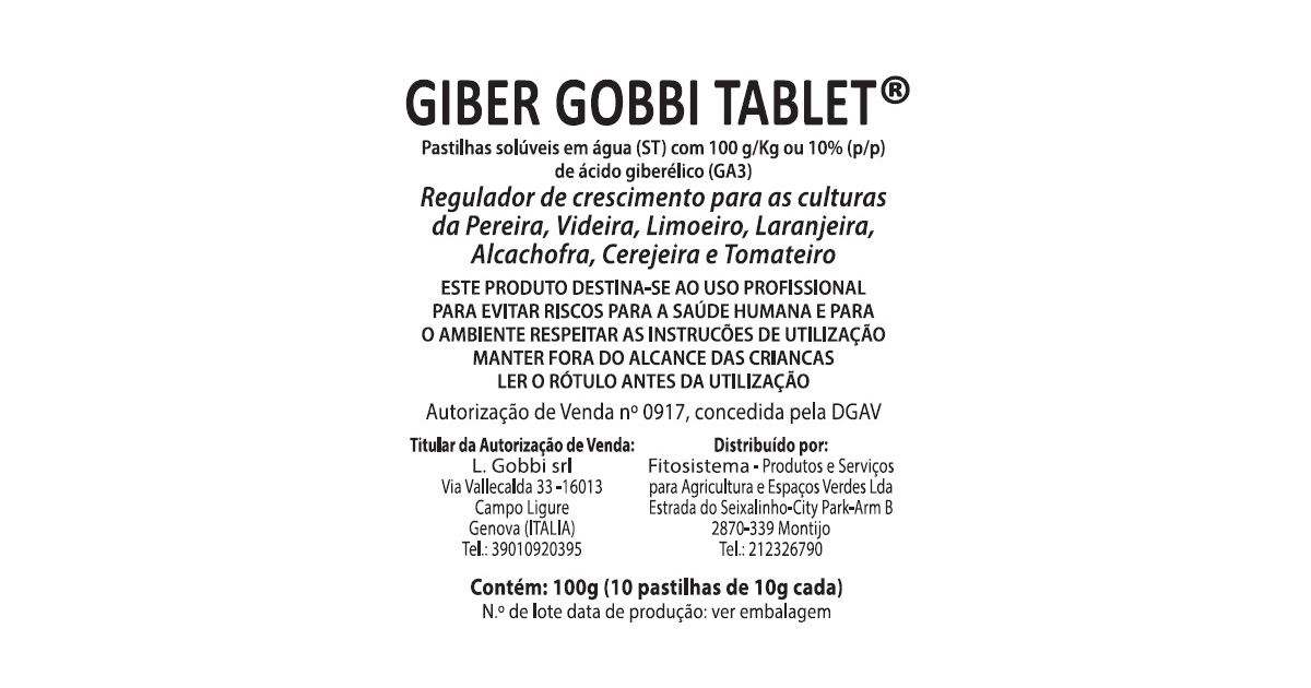 GIBER GOBBI TABLET - Fitosistema: Inovação - Confiança - Eficácia